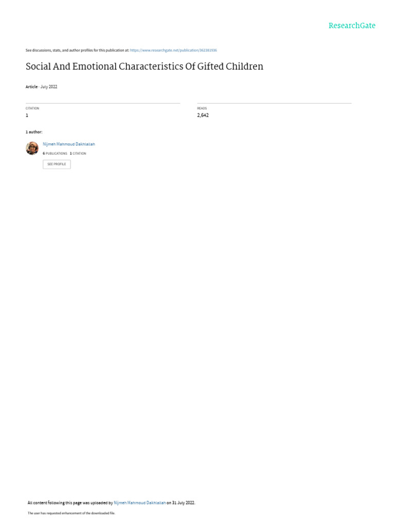 Emotional Traits of Gifted Children | PDF | Intellectual Giftedness ...