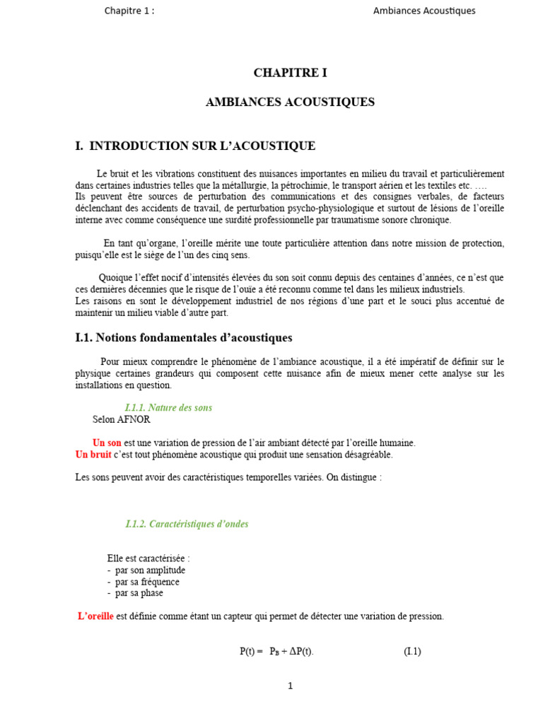 Polycopie Nuisances | PDF | Son | Oreille