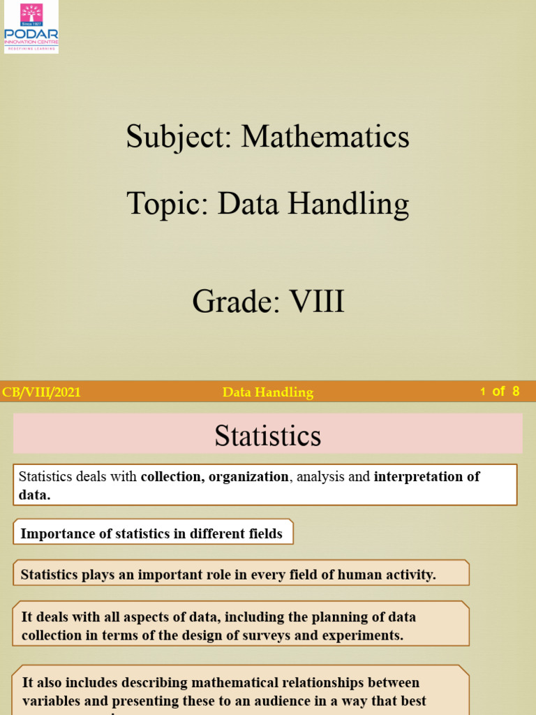 2 CBSE VIII Math Data Handling | PDF | Statistics | Data