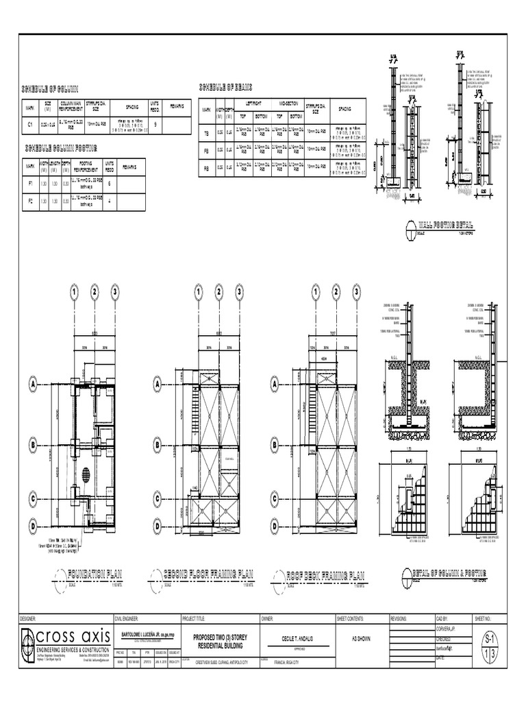 Cross Axis: Schedule of Beams Schedule of Column | PDF | Civil Engineering