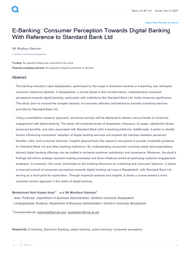 E Banking Consumer Perception Towards Digital Bank Pdf Online