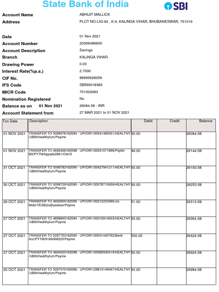 Transaction Statement Pdf Banks Financial Services Companies
