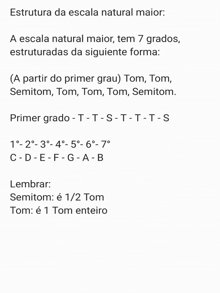 Estrutura Da Escala Maior Natural | PDF
