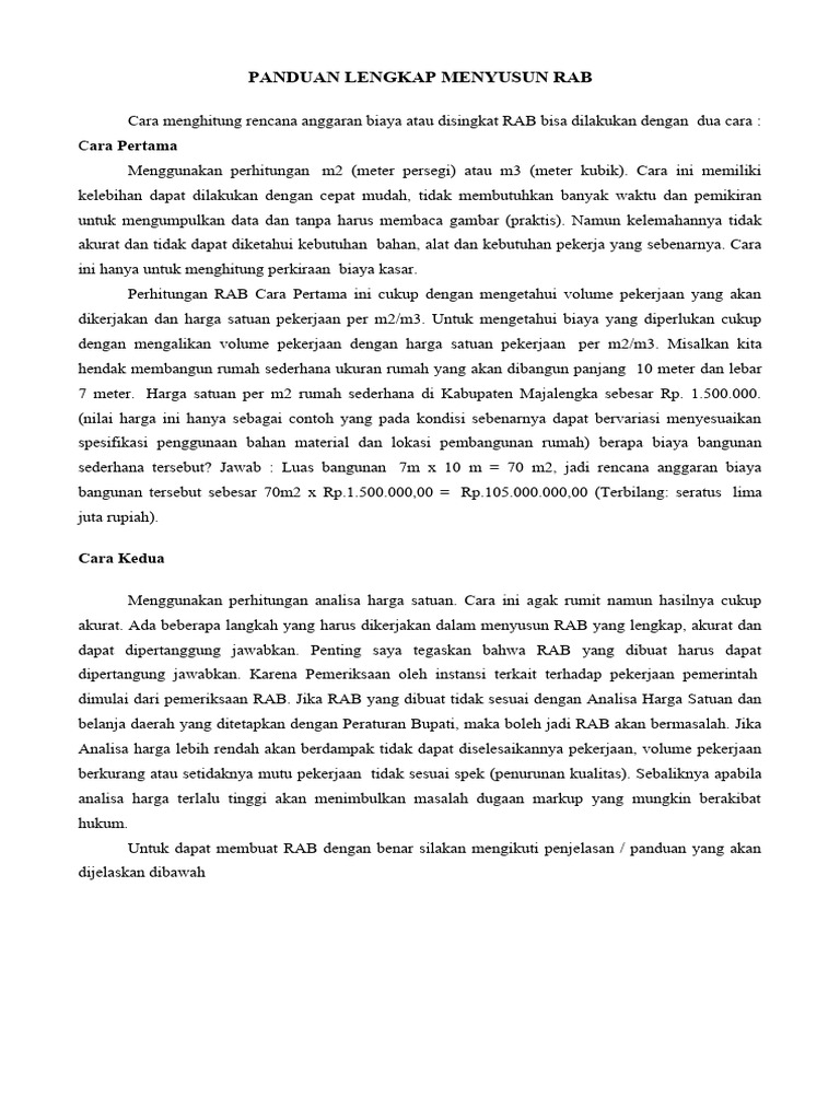 Panduan Lengkap Menyusun Rab | PDF | Teknologi & Rekayasa