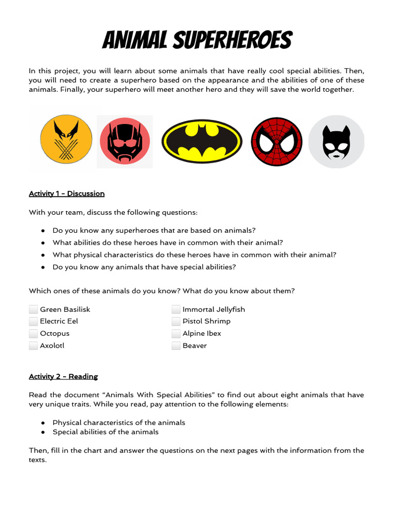 Animal Superheroes | PDF | Human Communication