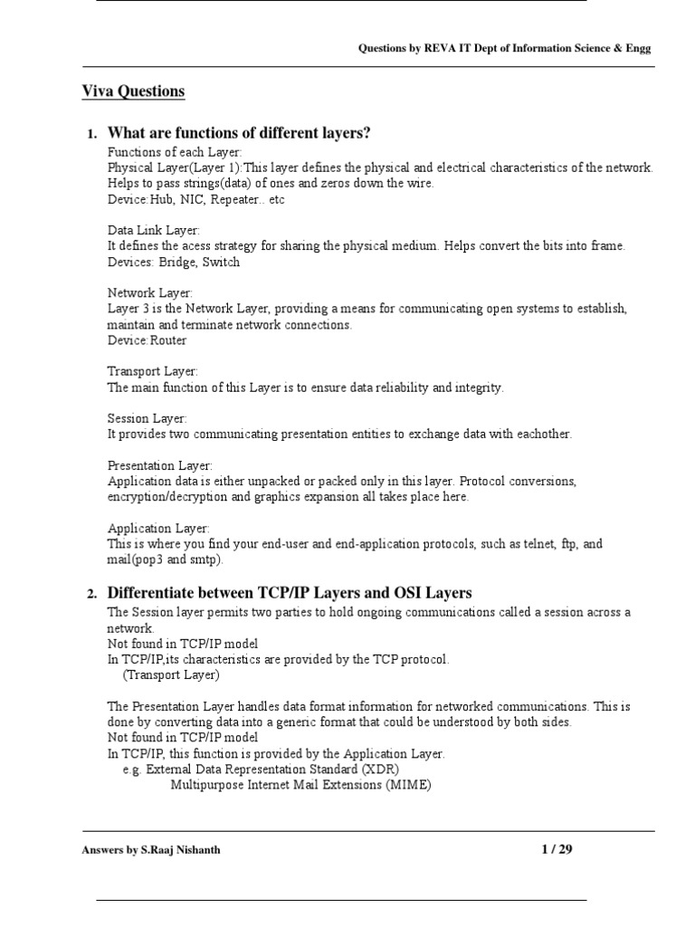 Network Viva Questions and Answers | PDF