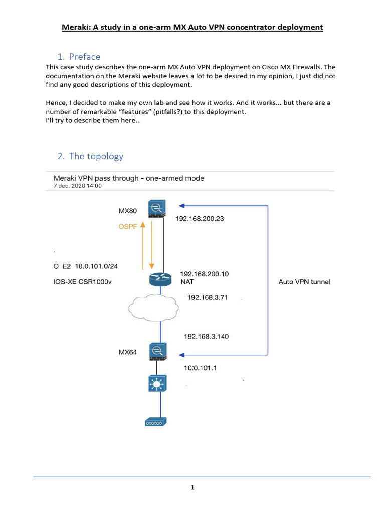 Study in One Armed Deployment Auto VPN 2 | PDF | Virtual Private Network | Computer Network