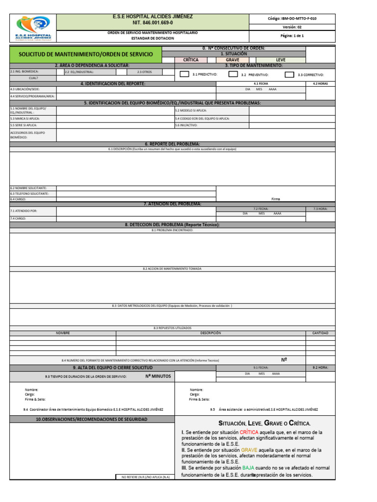 Ibm-Do-Mtto-F-010 Orden Se Servicio Mtto Haj v2-1 | PDF