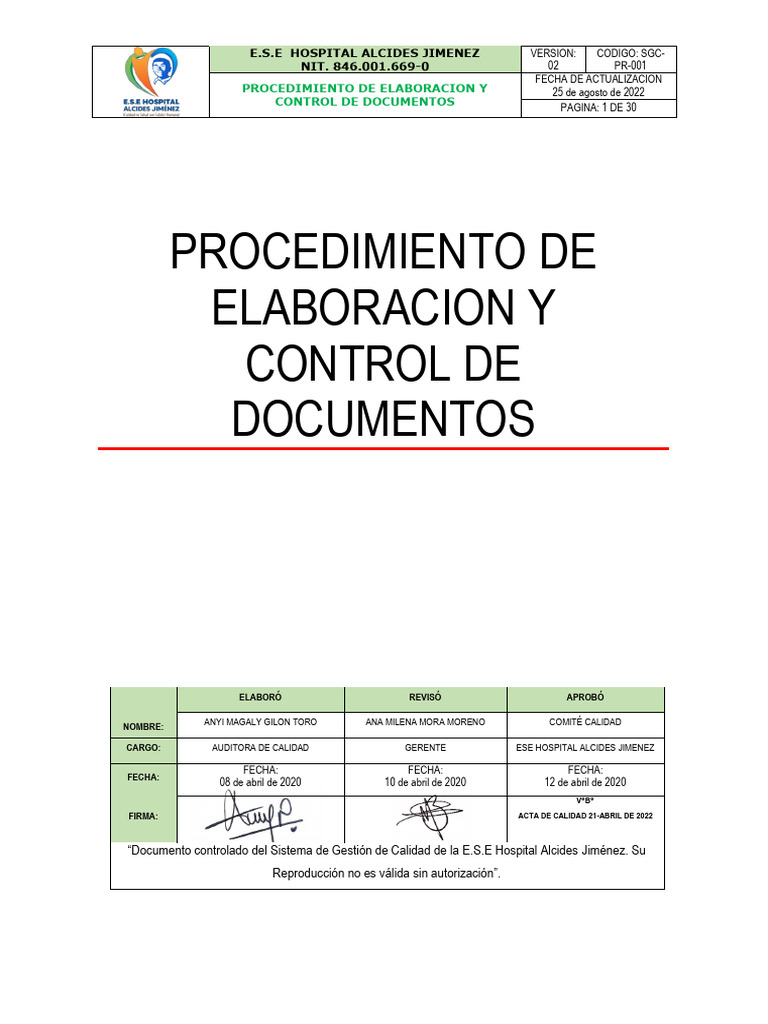 Sgc-pr-001 Procedimiento Elaboracion de Documentos | Descargar gratis PDF | Sistema de manejo de ...