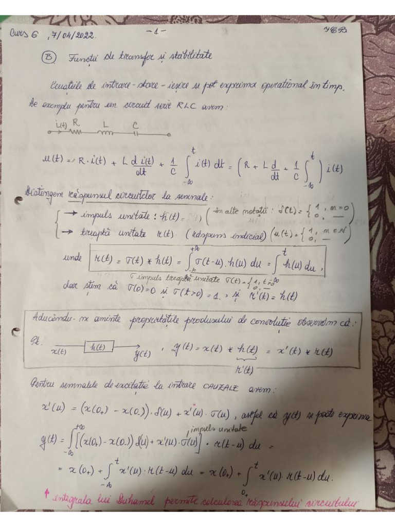 Curs 6 SS2 Funcții de Transfer Stabilitate | PDF