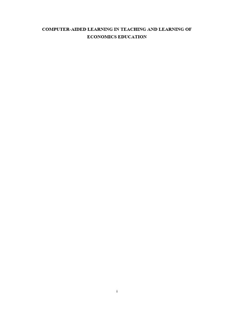 Computer-Aided Learning in Teaching and Learning of Economics Education ...