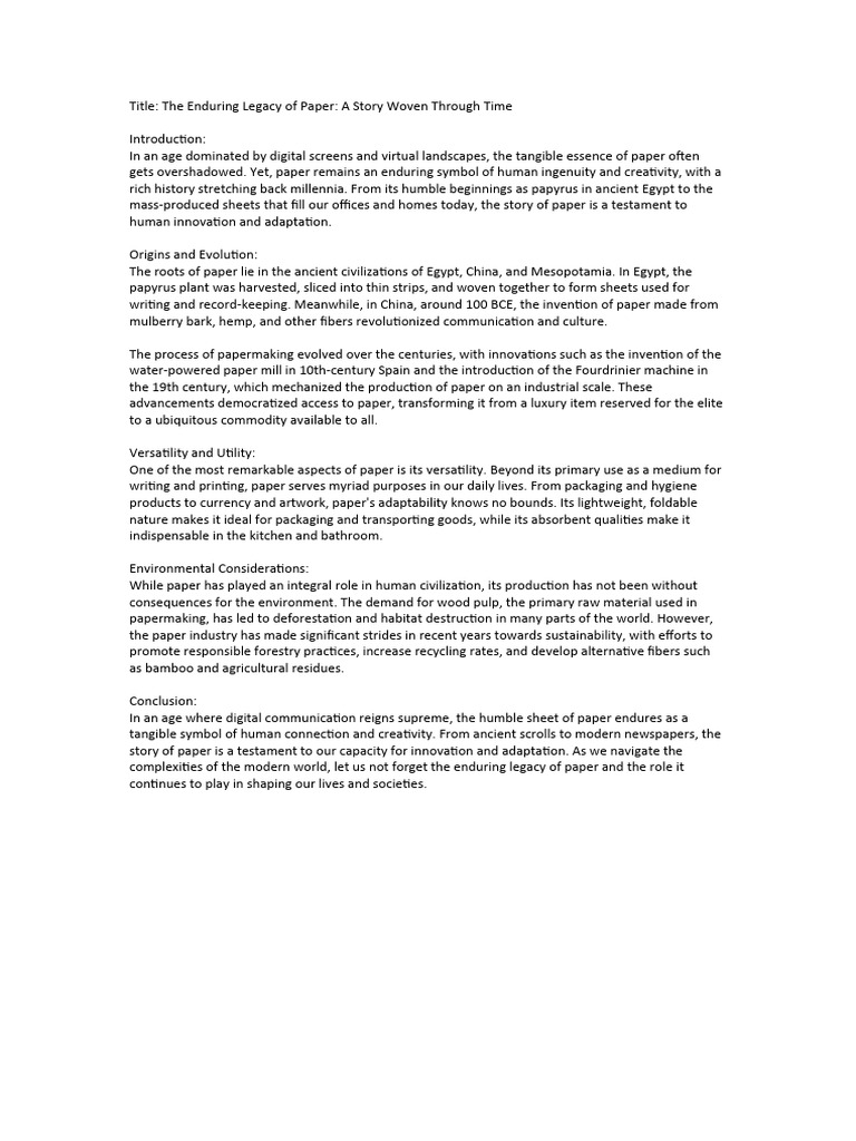 paper evolution | PDF | Paper | Papermaking