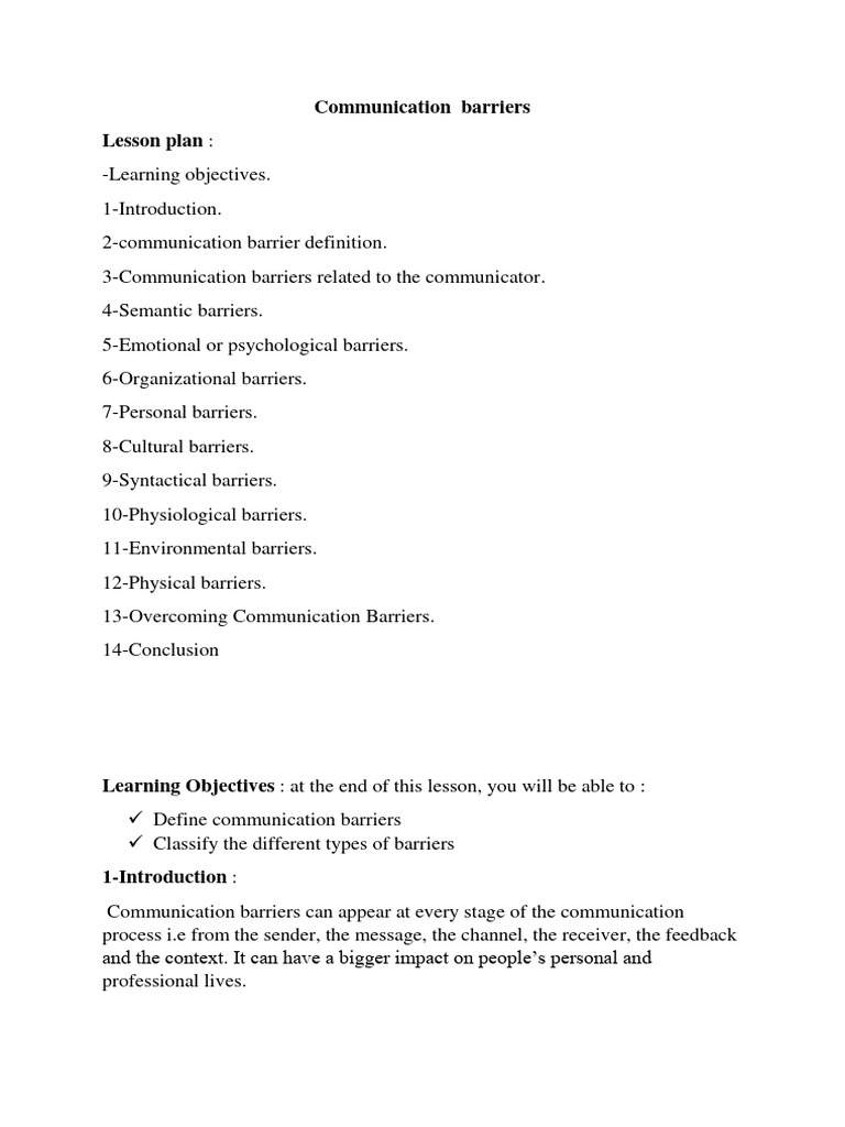 Communication barriers | PDF | Communication | Behavioural Sciences Communication barriers | PDF | Communication | Behavioural Sciences