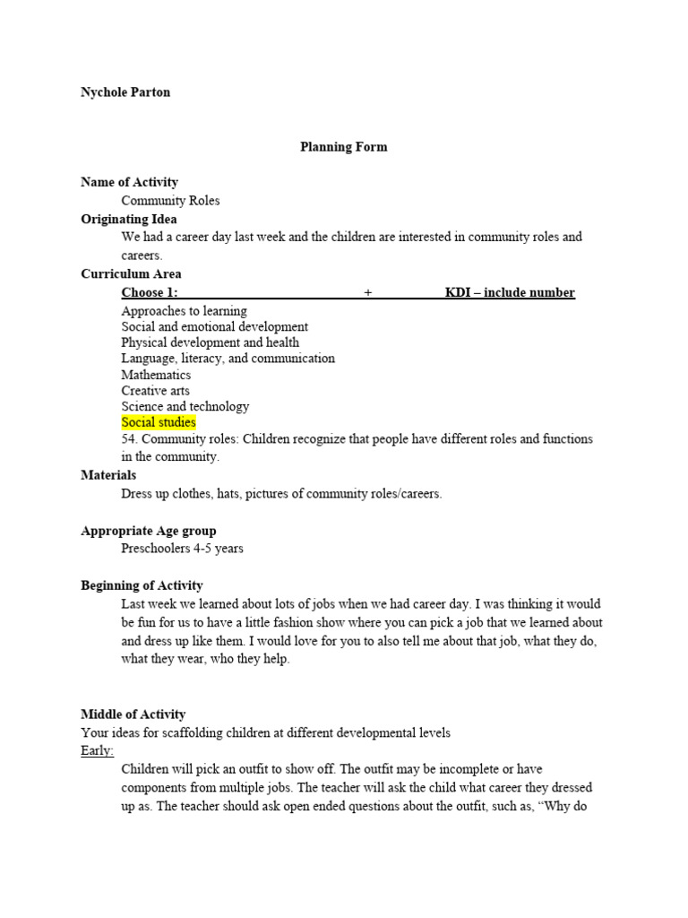 community roles | PDF | Clothing | Teachers