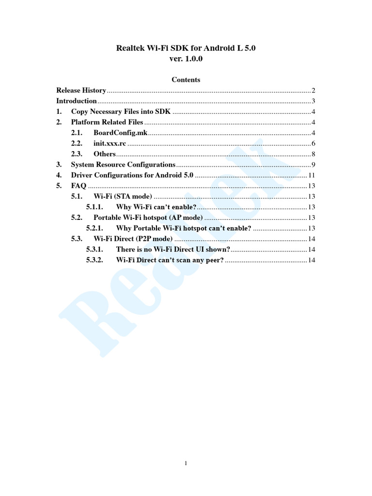 Realtek Wi Fi Sdk For Android L 5 0 Pdf Device Driver Wi Fi
