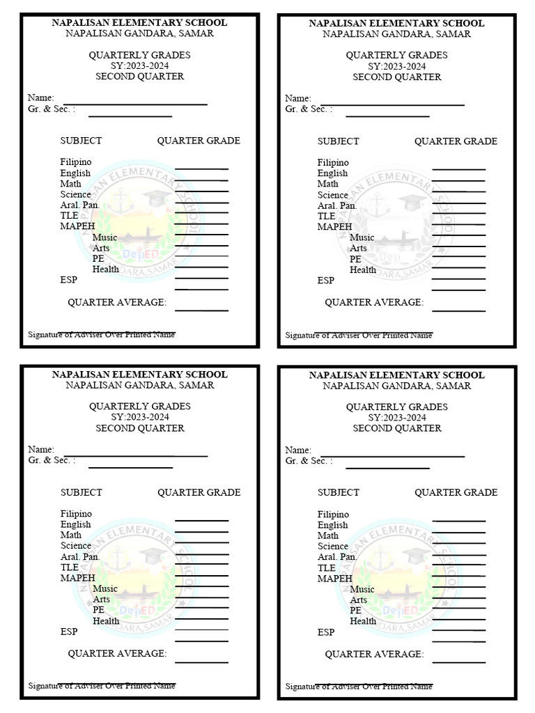 Second Quarter Grades Report | PDF