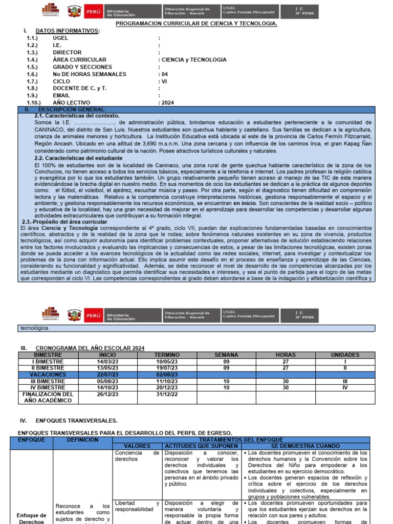 Cyt 4° Plan Anual 2024 Pdf Aprendizaje Hipótesis 2422