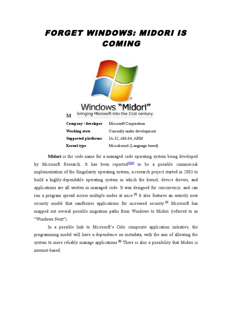 Midori | PDF | Operating System | Kernel (Operating System)