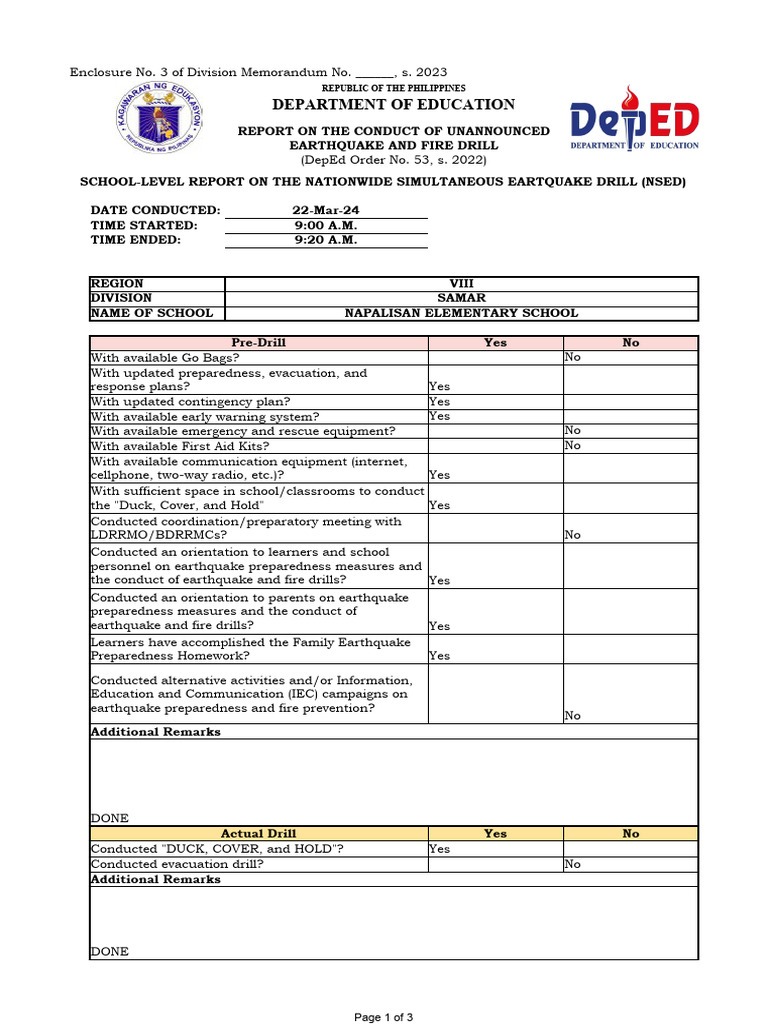 Nsed Report For Schools and Districts | PDF | Civil Defense | Emergency ...