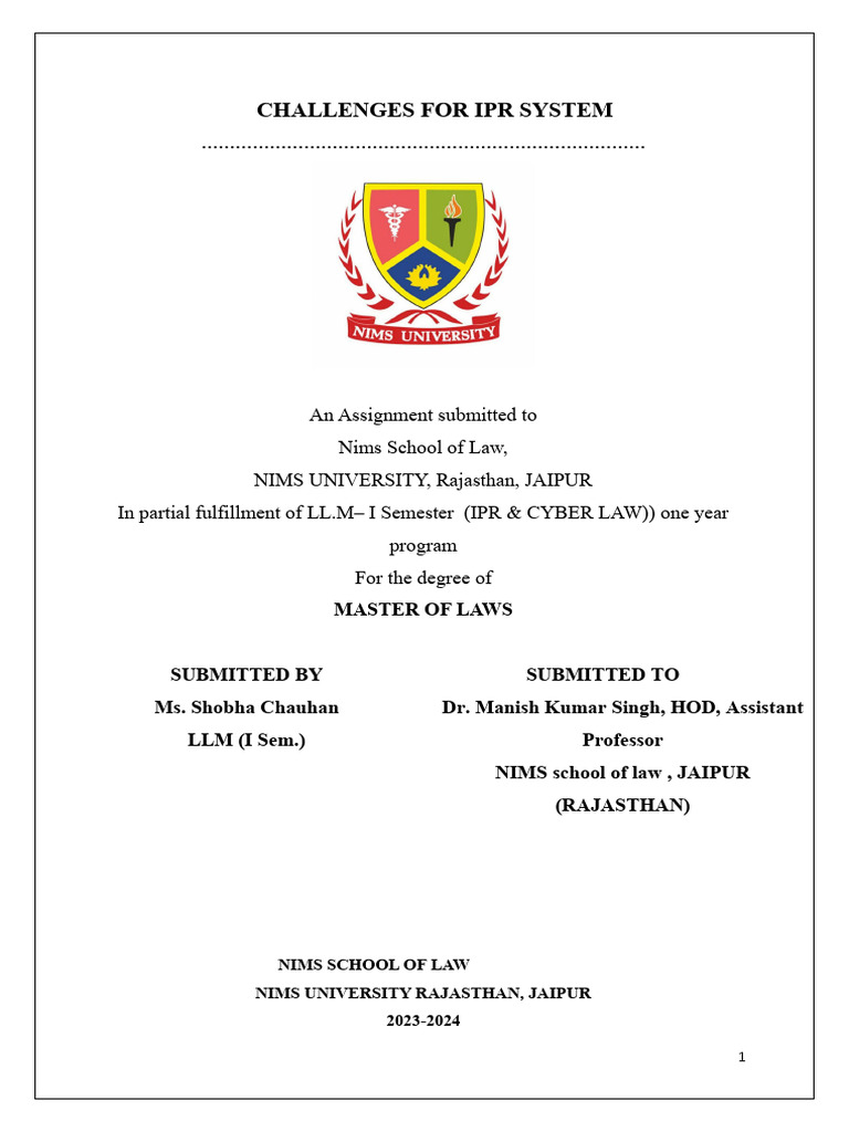 Challenges For IPR SYSTEM | PDF | Intellectual Property | Patent