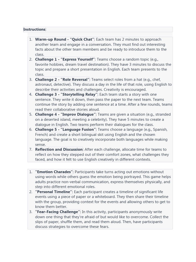 Comfort Zone Games | Download Free PDF | Communication | Emotions