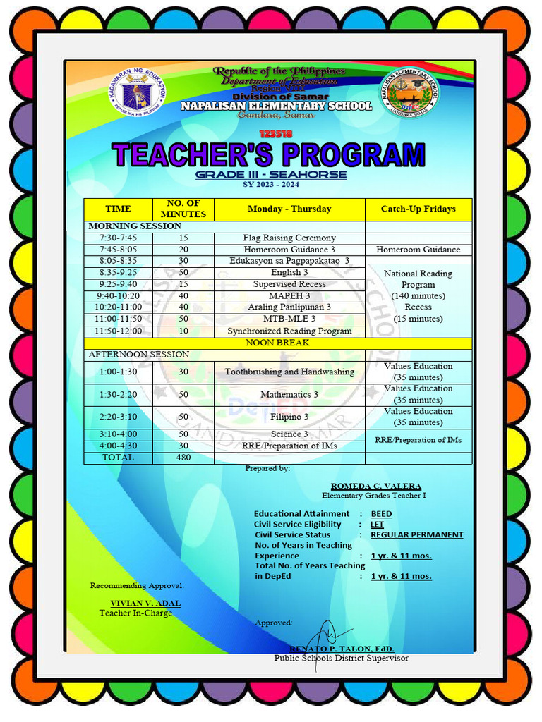 G3 Teachers Program S y 2023 2024 Napalisan Es | PDF