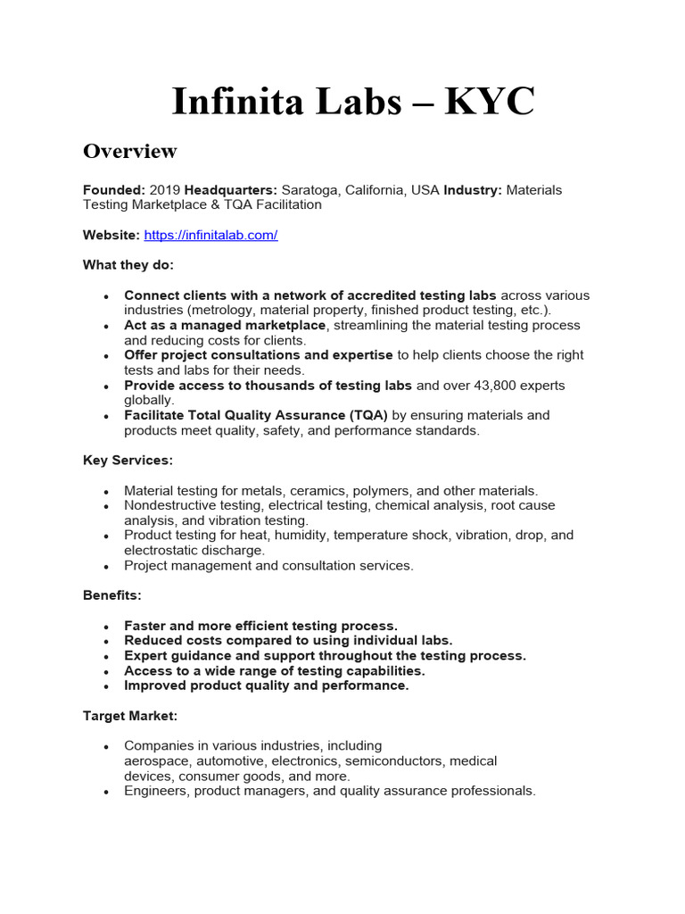 Infinita Labs | PDF | Nondestructive Testing | Materials Science