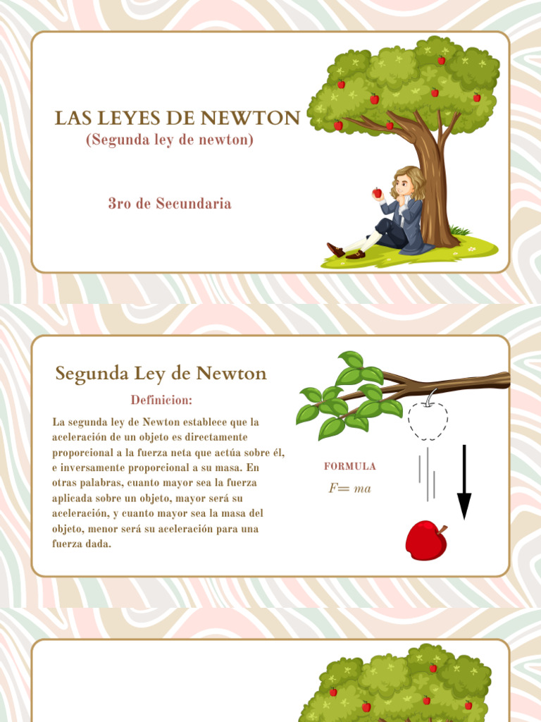 Presentación de Las Leyes de Newton Educativo Café y Rosa | PDF | Las leyes del movimiento de ...