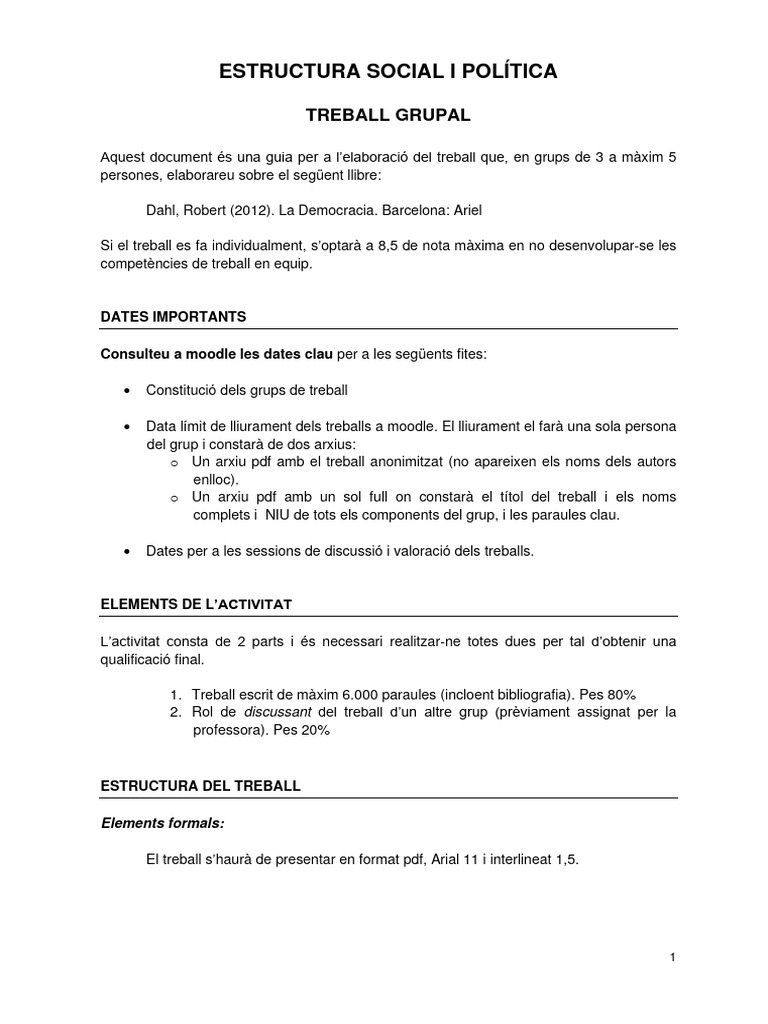 Treball Grup - Indicacions | PDF