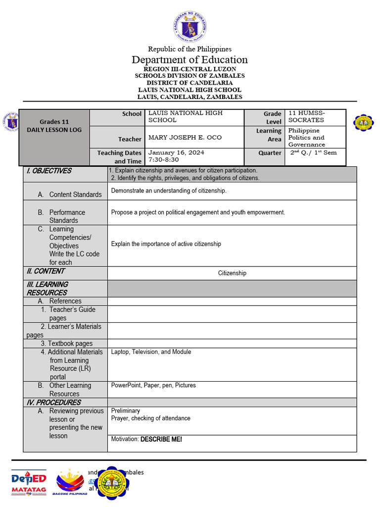 COT_Q2_PPG_2024 | PDF | Citizenship | Learning
