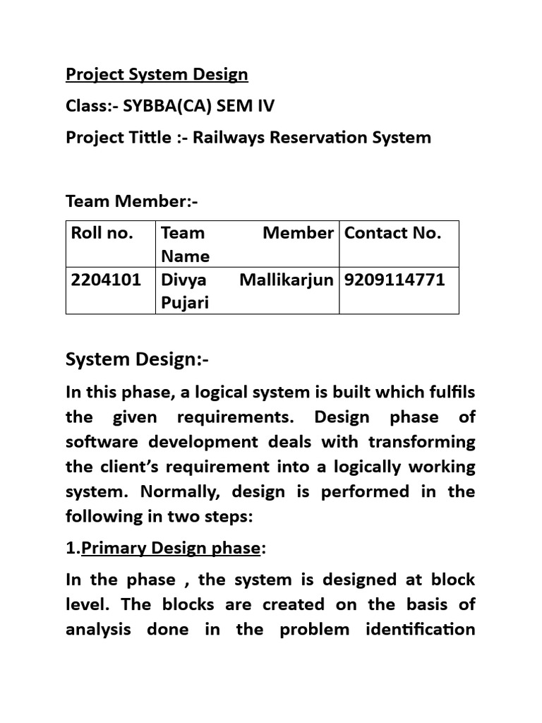 Project System Design | PDF