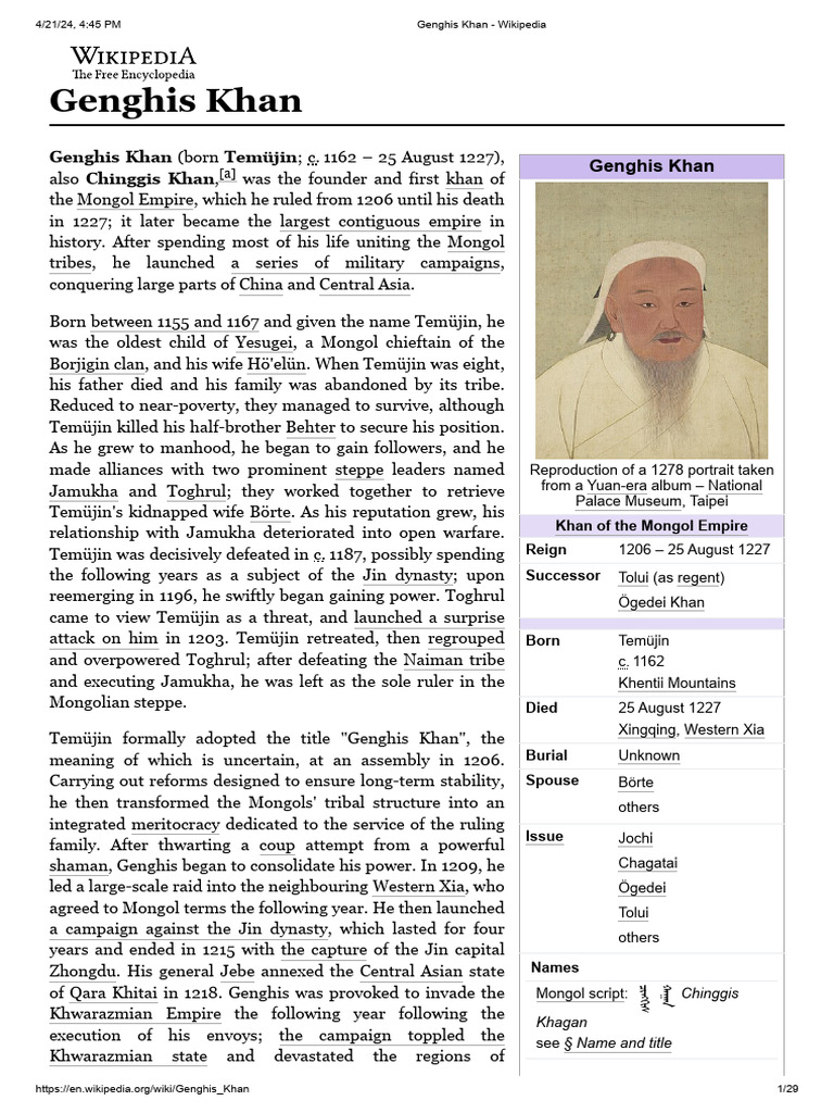 Genghis Khan | PDF | Genghis Khan | Mongols