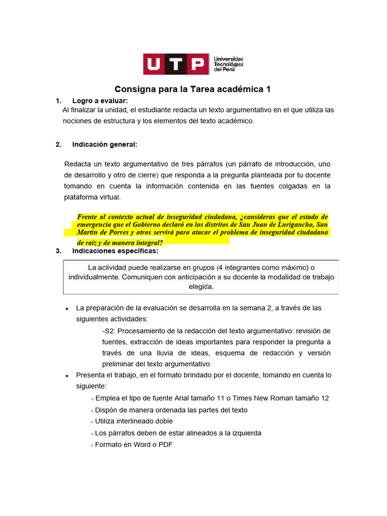 TAREA Semanas 2 y 3 - PARTE 1 | PDF | Lima | Puntuación