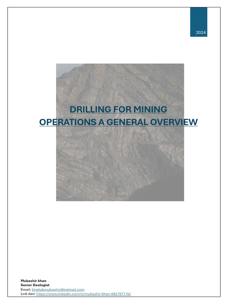 Drilling for Mininig Operations | PDF | Rock (Geology) | Drilling Rig
