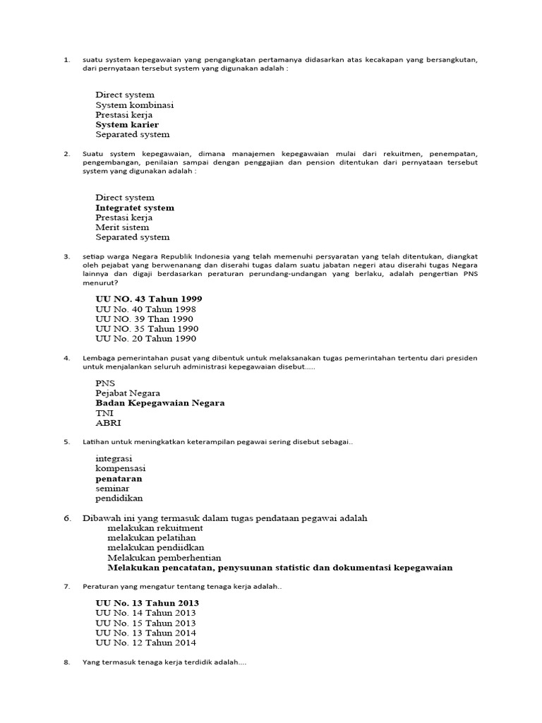 OTK Kepegawaian XI - Genap | PDF