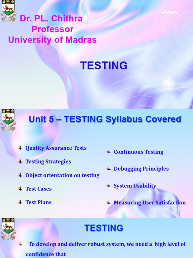 Unit 5 Testing Ooad Download Free Pdf Software Testing Software Bug