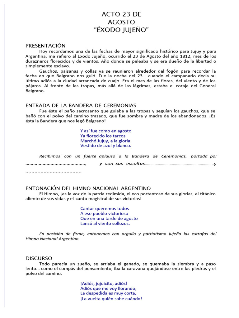 PDF Acto 23 de Agosto Exodo Jujeo 2016 | PDF