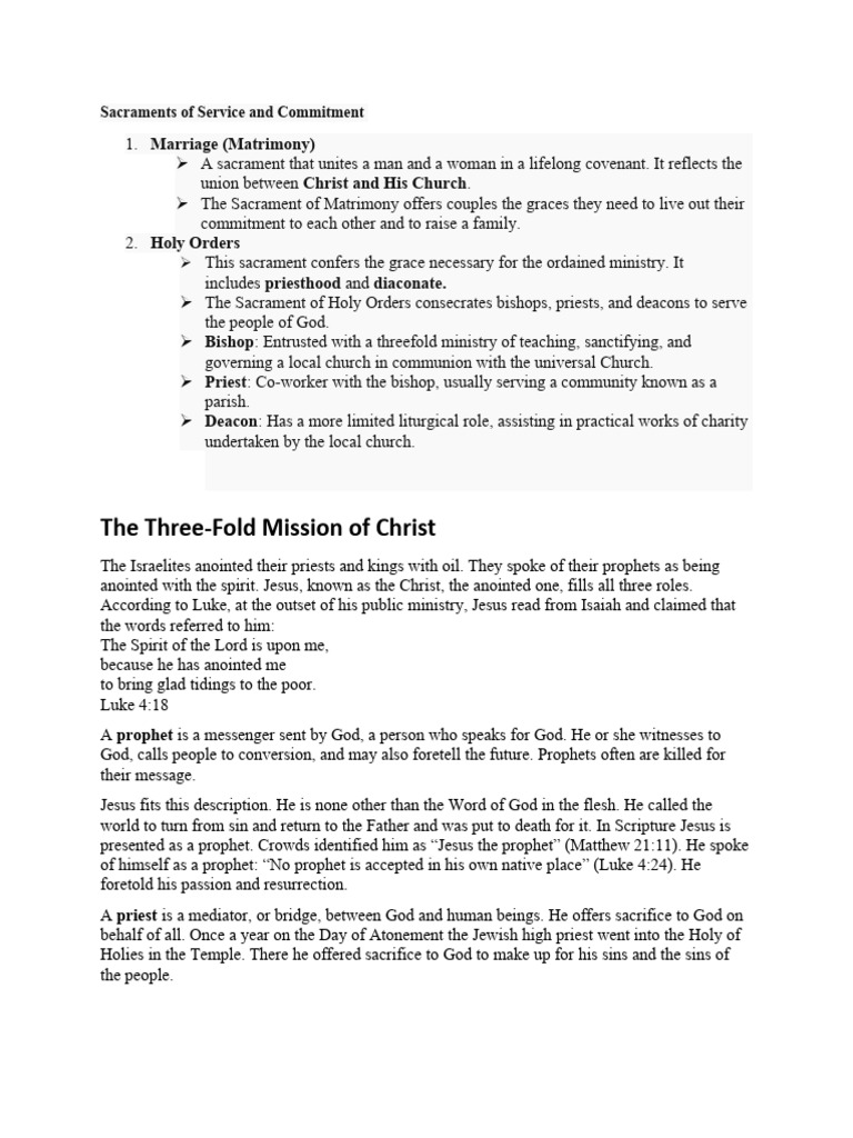 Sacraments of Service and Commitment | PDF | Jesus | Sacraments