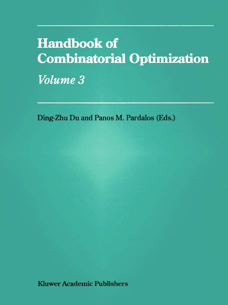 Handbook Combinational Optimization Pdf Linear Programming Mathematical Optimization