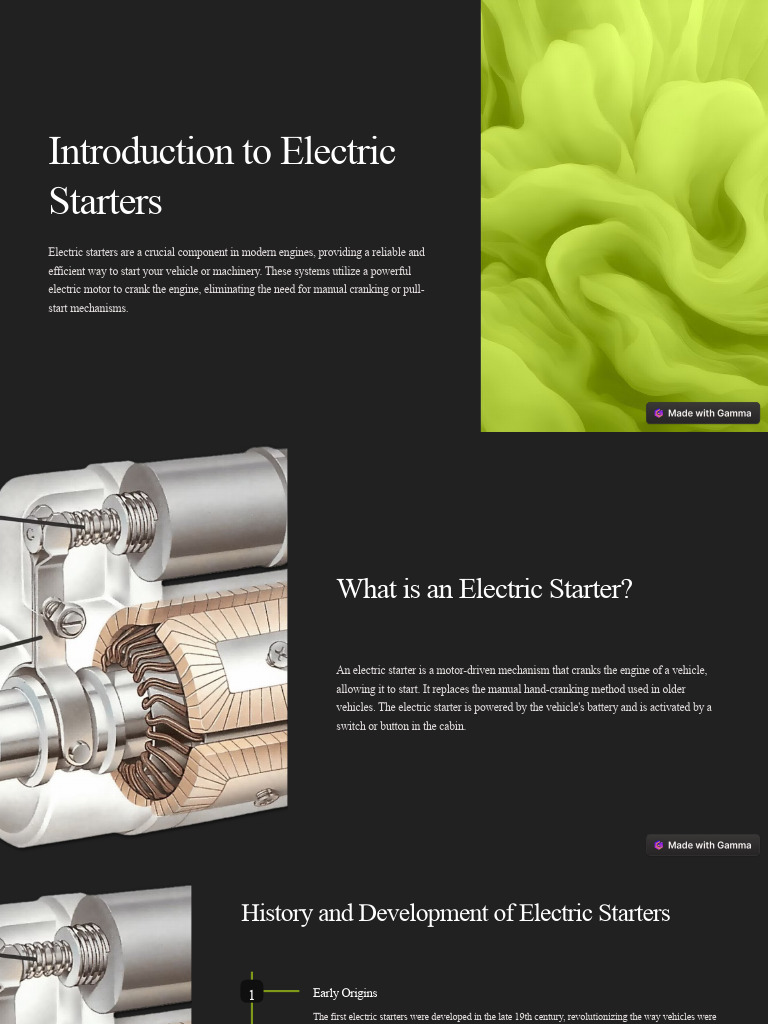 Introduction To Electric Starters | PDF | Engines | Engineering