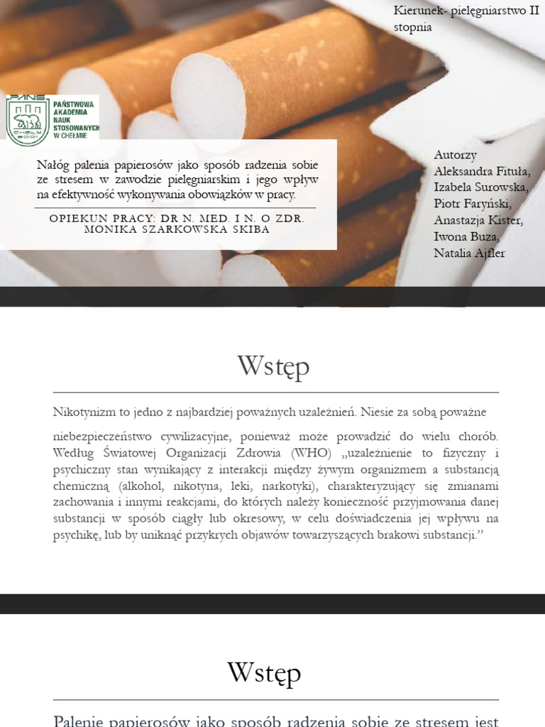 Nikotynizm Prezentacja | PDF