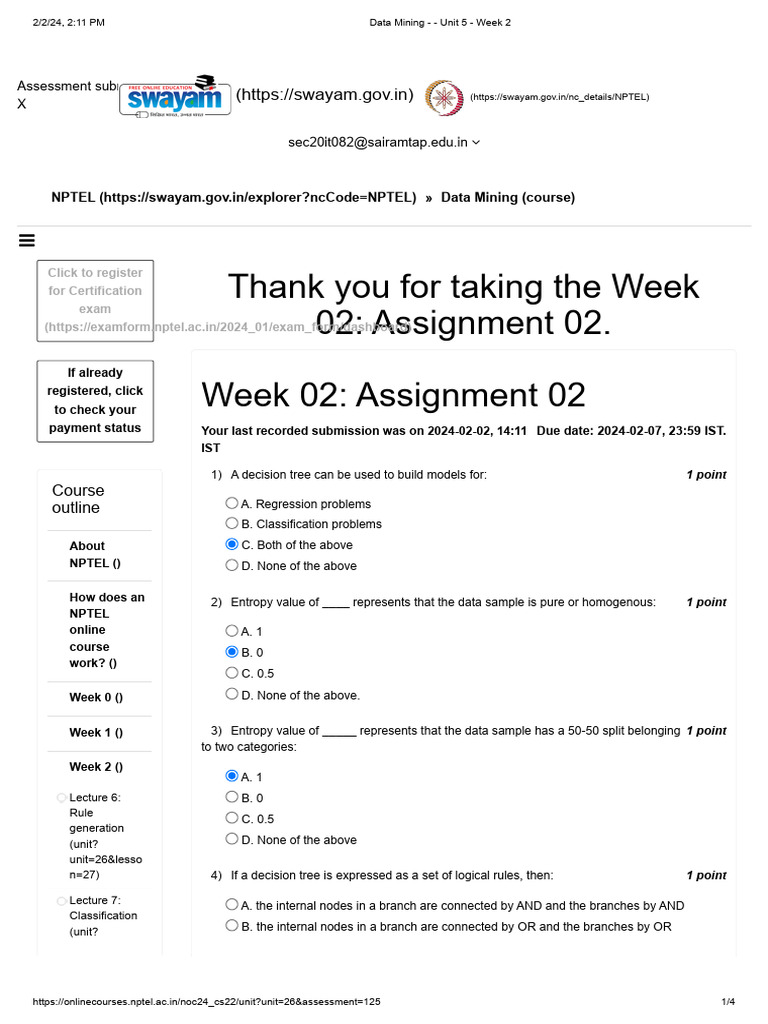 Nptel - Data Mining - Week 2 | PDF | Algorithms | Applied Mathematics