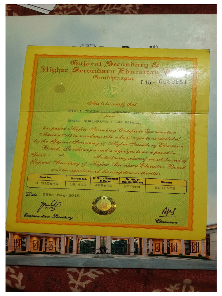 12th Passing Certificate | PDF