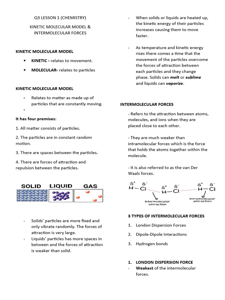 Q3 Lesson 1 - C | PDF | Intermolecular Force | Liquids