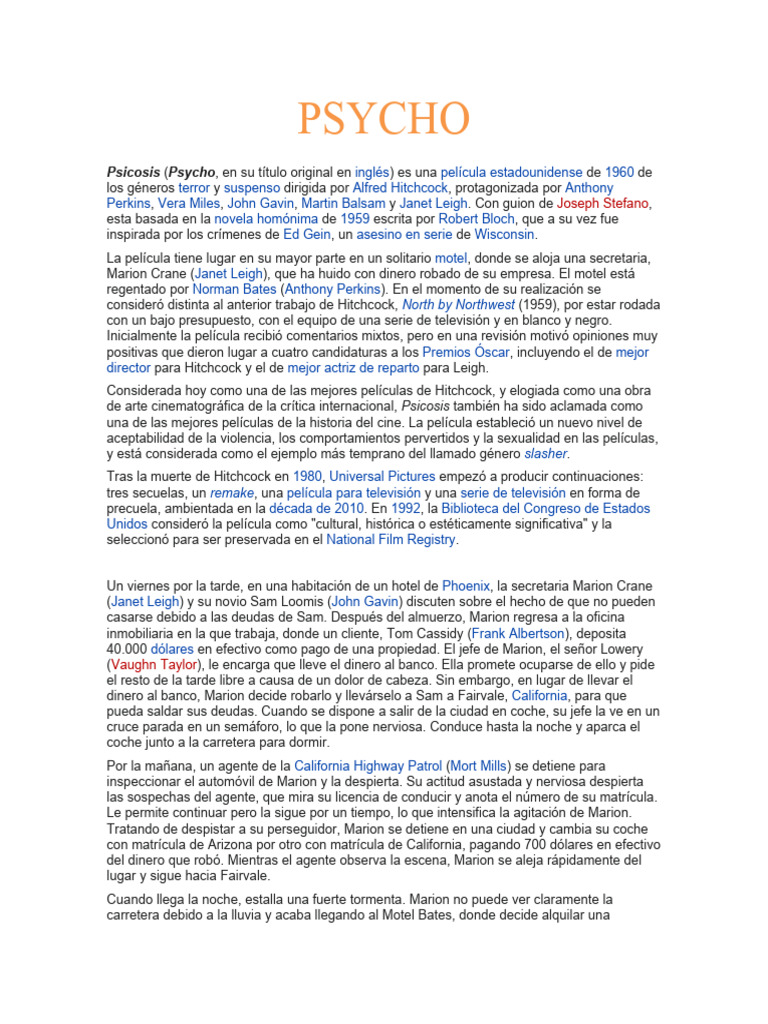 PSYCHO | PDF | Clásicos | Ficción general