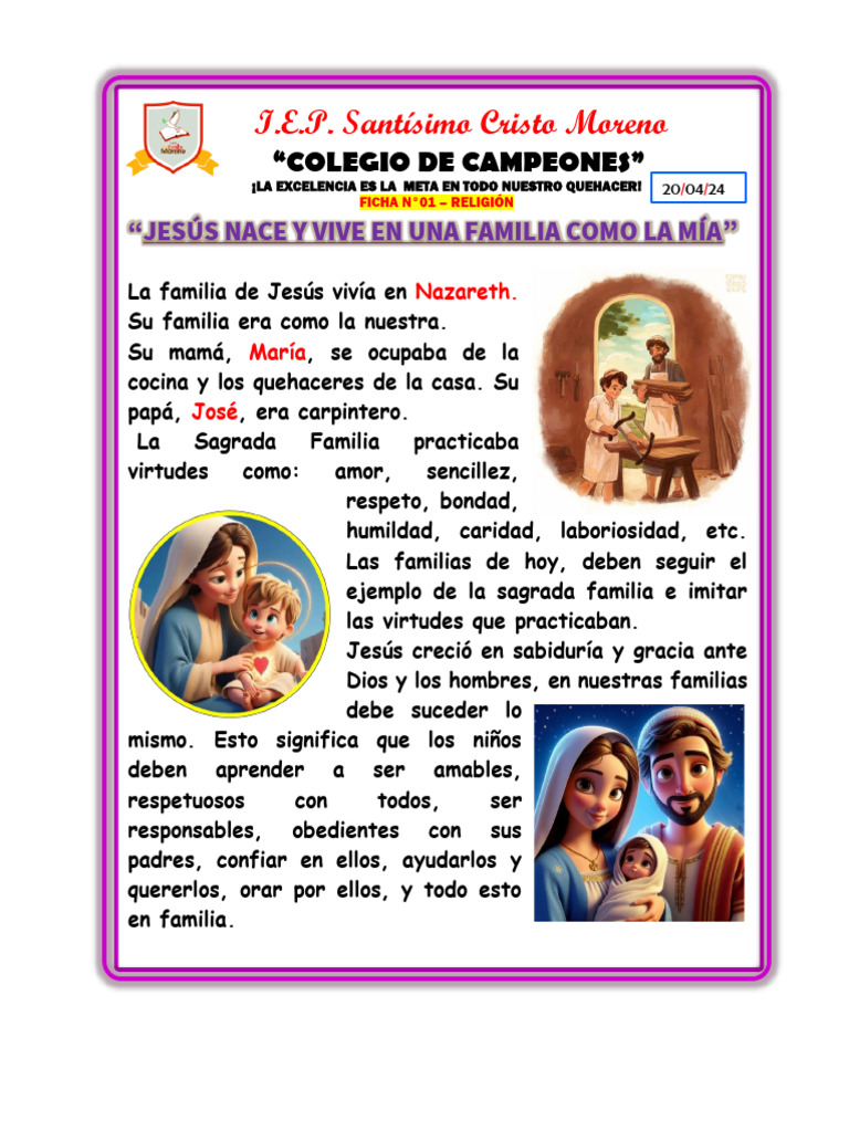 La Sagrada Familia - Religión - Ii Exp | PDF