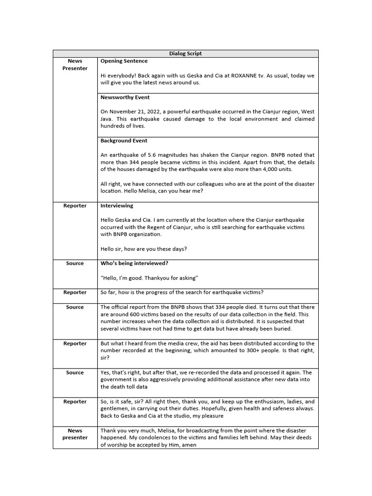 Script Bing Tim 2 Hs BG Ssnshje | PDF | Earthquakes | Disasters