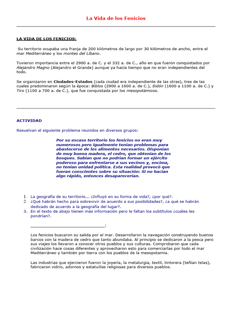 Las Primeras Civilizaciones Pdf Fenicia