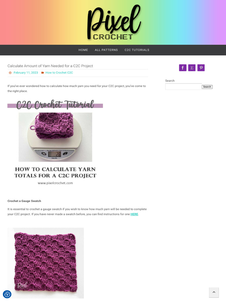 Calculate Amount of Yarn Needed For A C2C Project: Home All Patterns ...