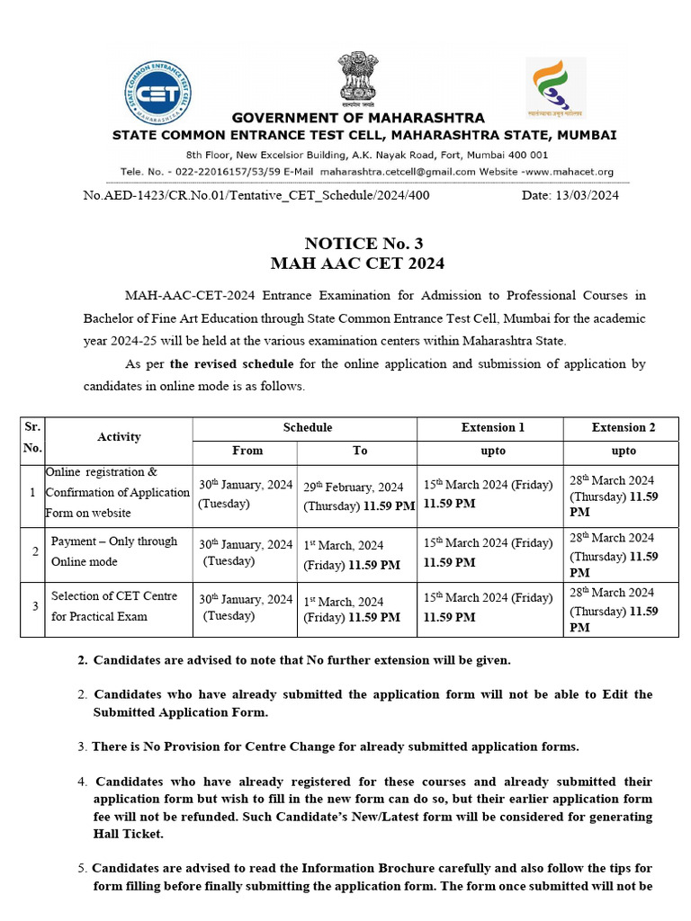 2nd Extension MAH AAC CET 2024 | PDF | Qualifications